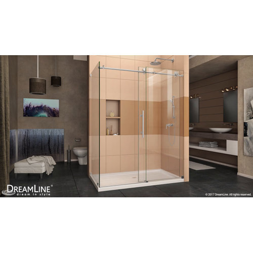 DreamLine Enigma-X 48.375" x 76" Frameless Single Sliding Shower Enclosure with Clear Max ...